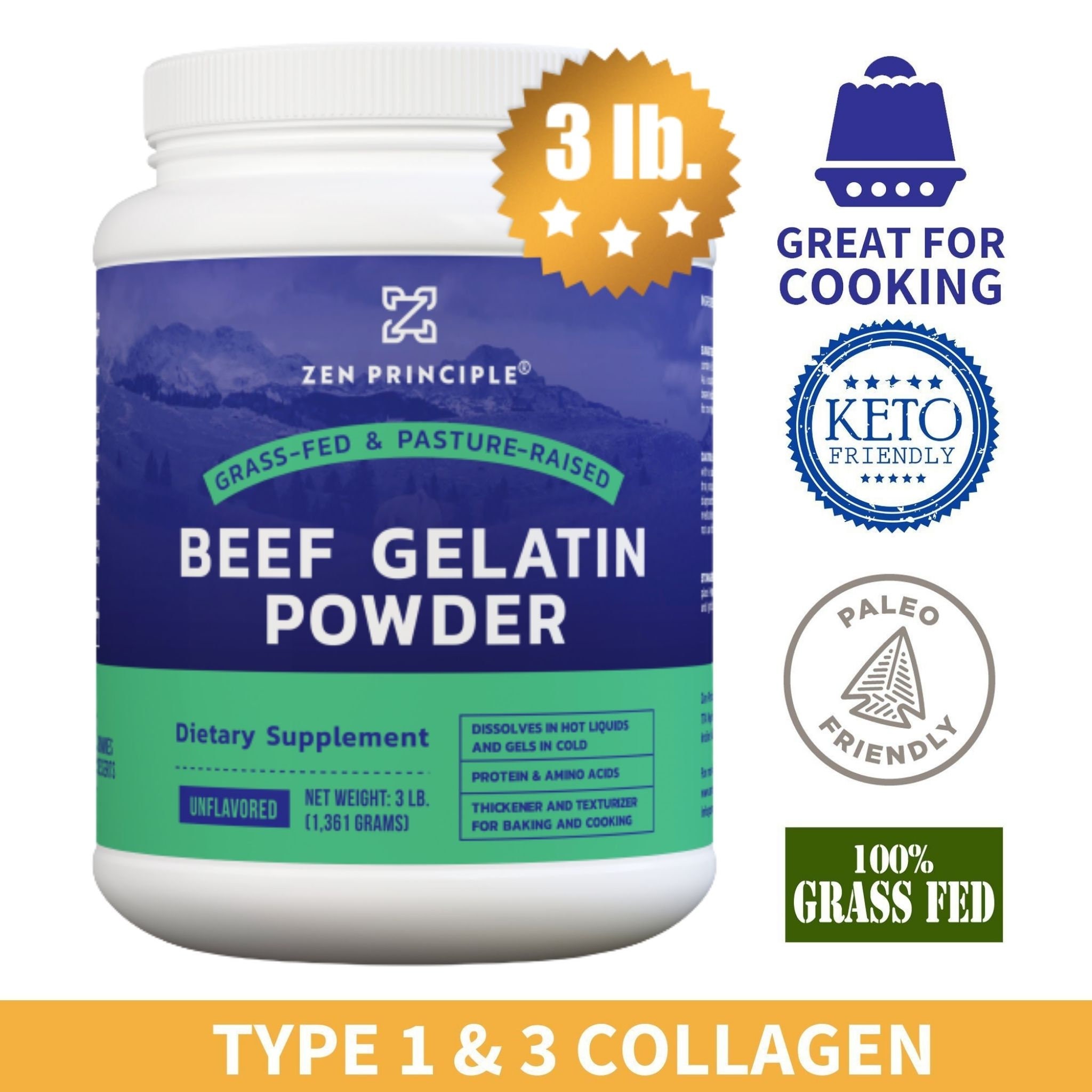 Grass-fed Gelatin Powder,1.5 Lb and 3 Lb. Anti-aging Protein for ...