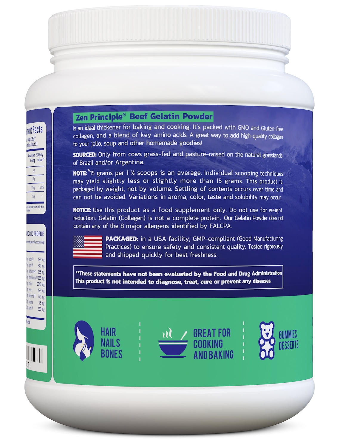 Grass-fed Gelatin Powder,1.5 Lb and 3 Lb. Anti-aging Protein for ...