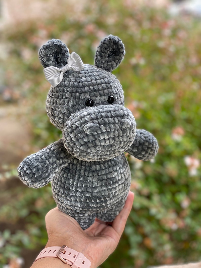 Handmade Hippo / Velvet Super Soft Hippo Toy / Grey Hippo Plush ...