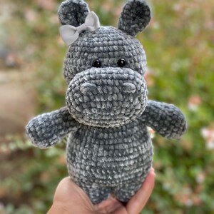Handmade Hippo / Velvet Super Soft Hippo Toy / Grey Hippo Plush ...