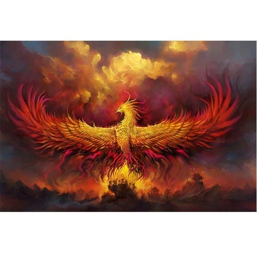 Diy Diamond Painting Phoenix Cross Stitch Full Round Square | Etsy