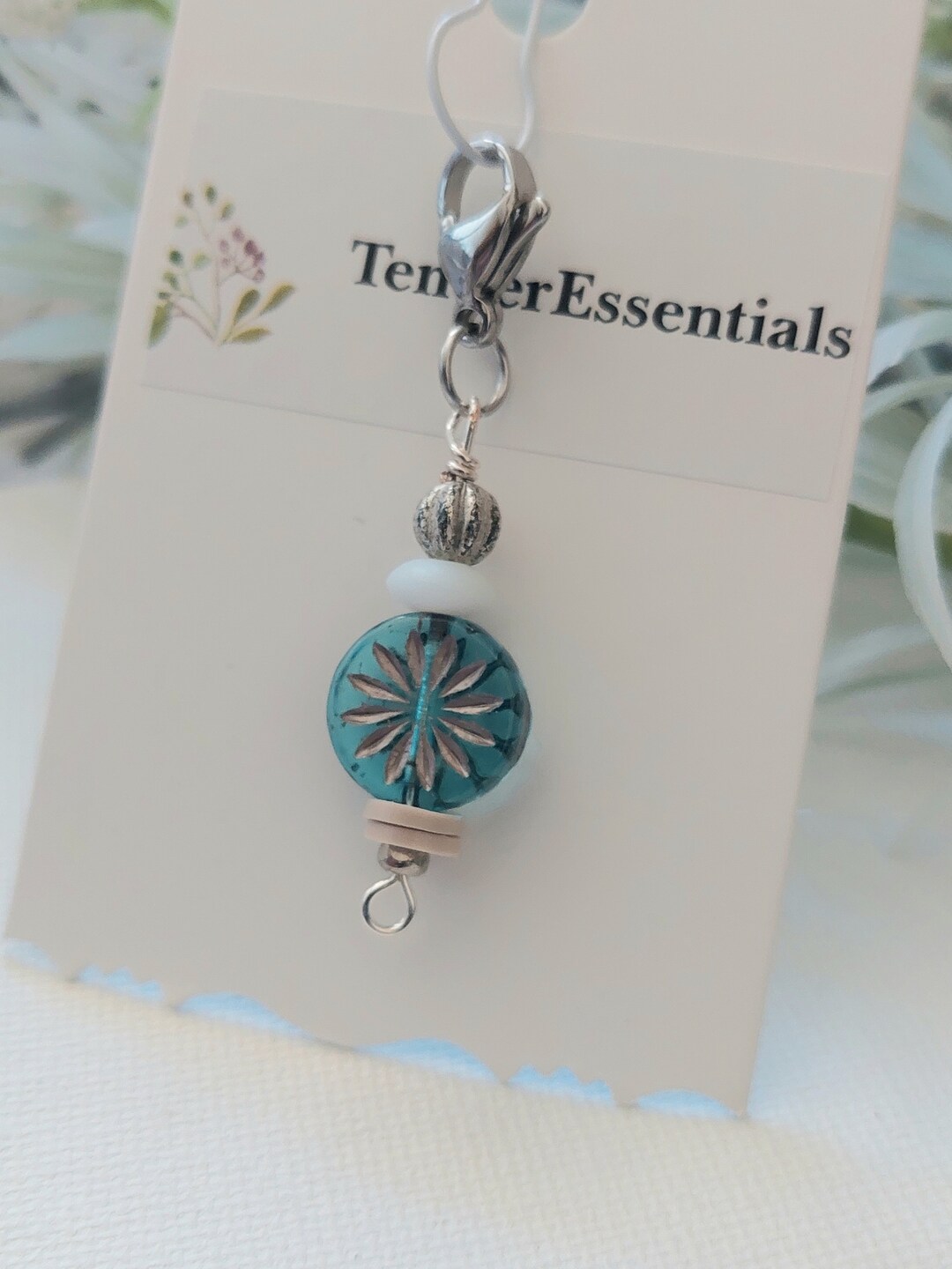 Zipper Pull, Dainty Aster Flower Zipper Pull, Aqua Zipper Pull, Floral ...