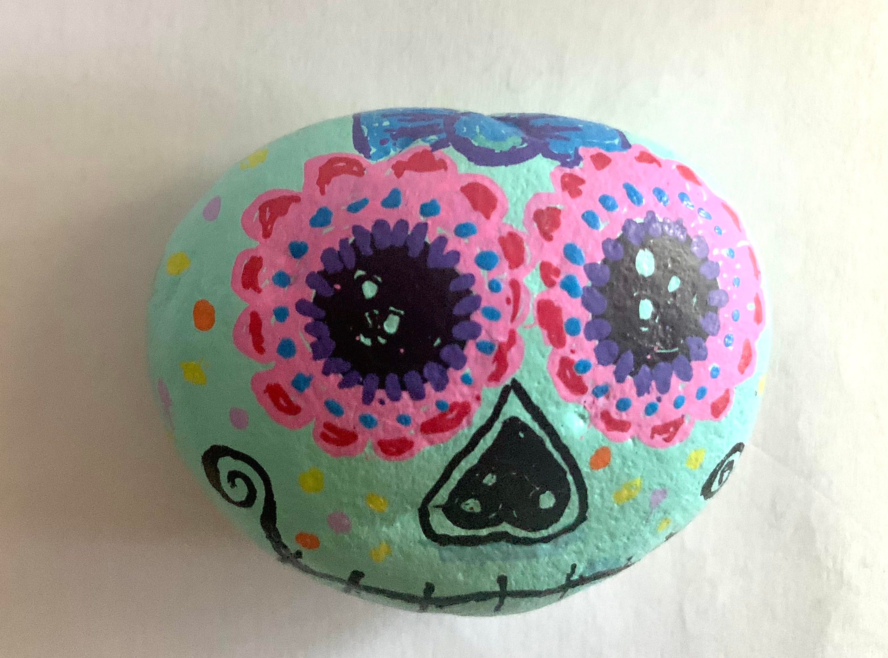 Sugar Skull Painted Rock - Etsy