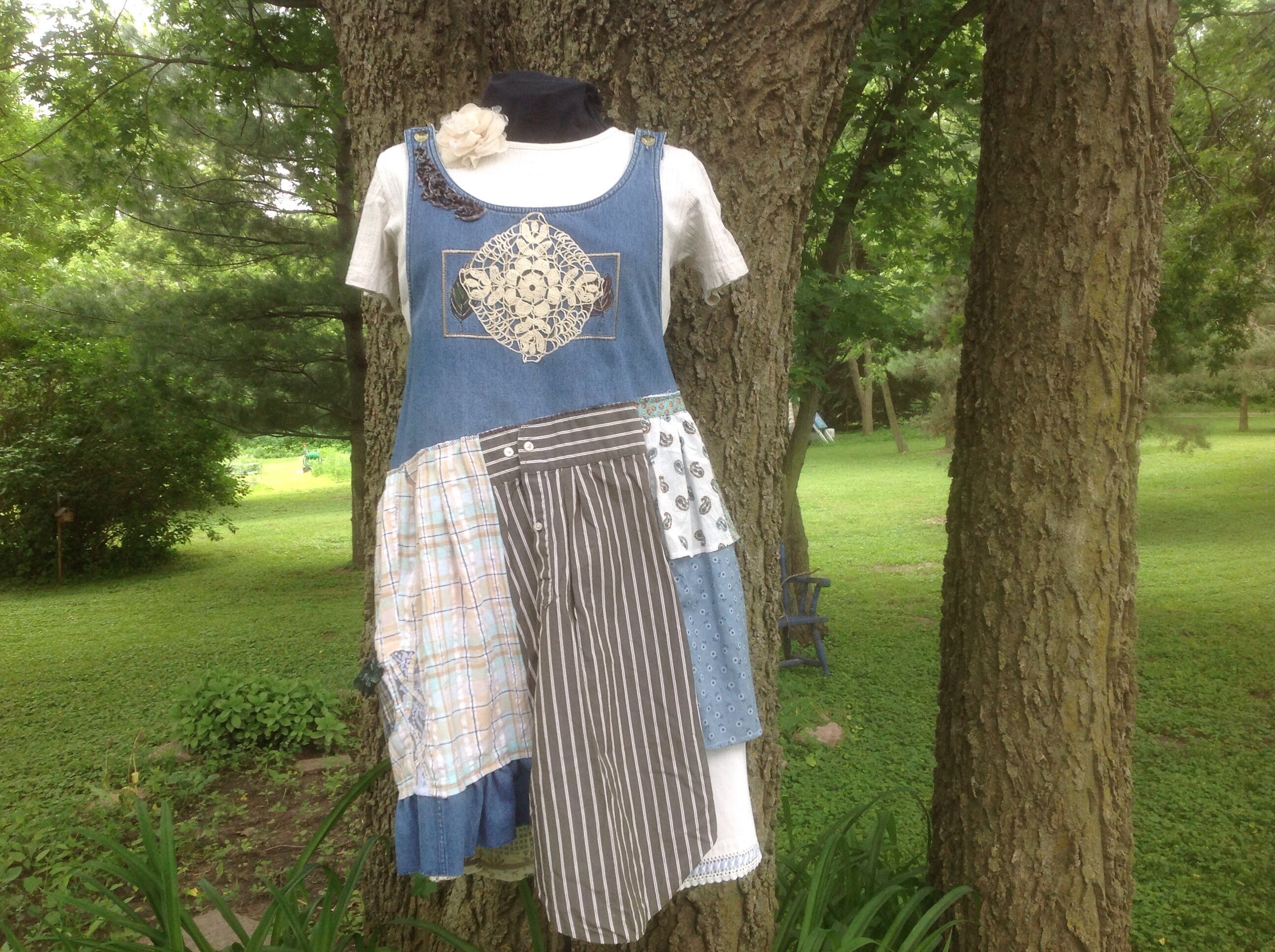 Free Shipping XL Gypsy Top, Boho, Artsy, Eco Friendly, Upcycled, Denim ...
