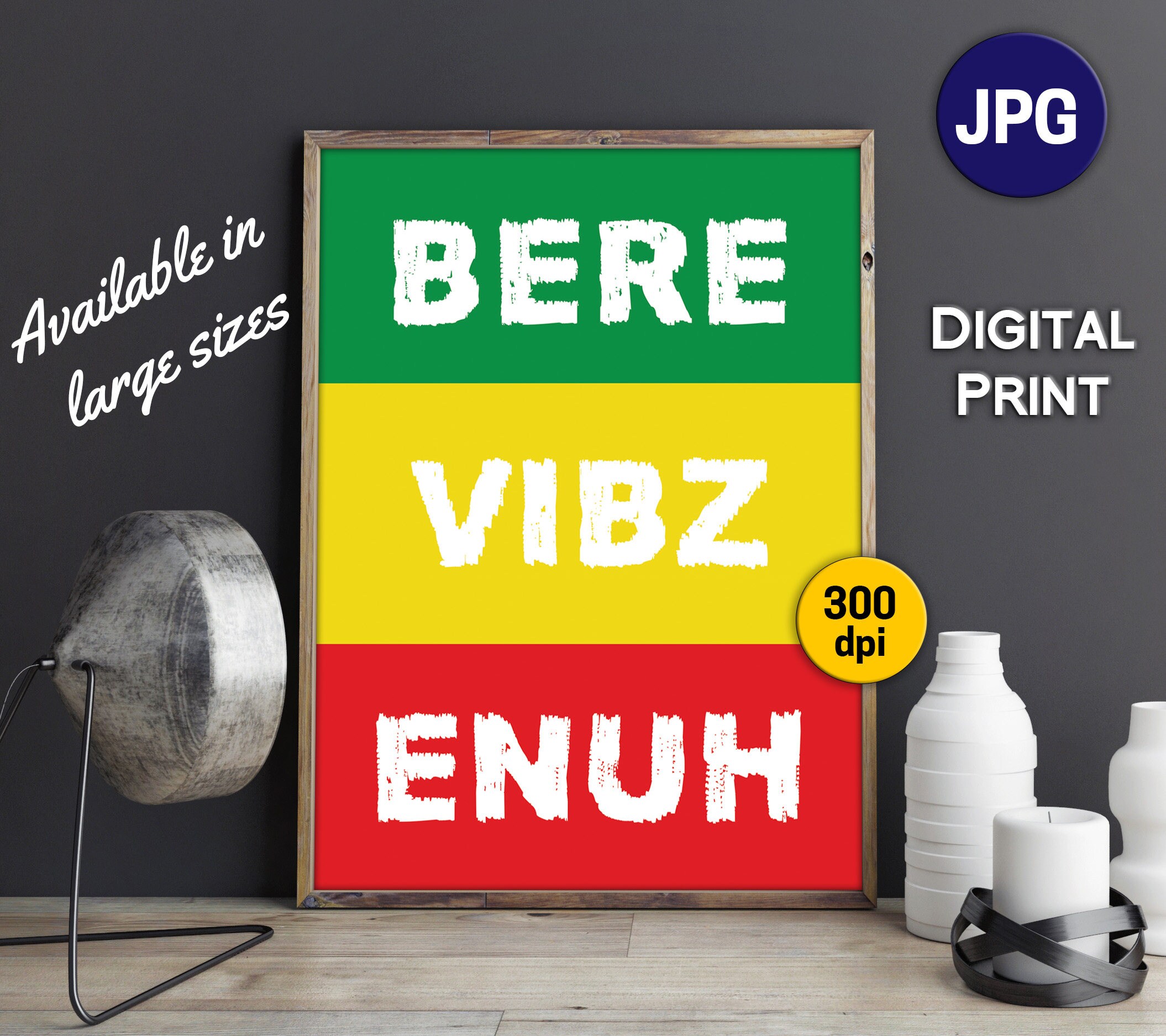 Jamaican, Large Wall Art, Good Vibes Only, Birthday Gift, Wall Art ...