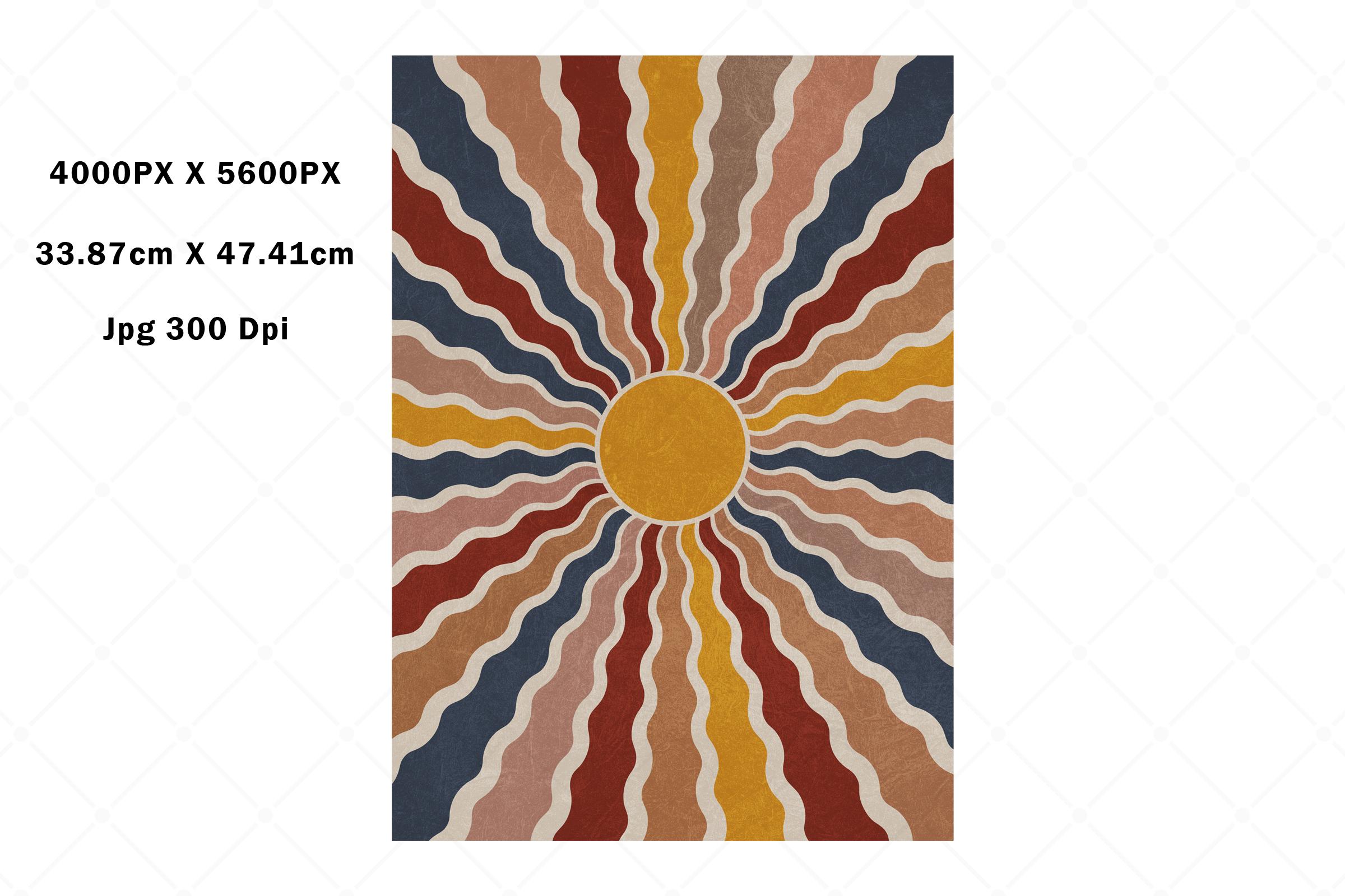 Retro Sunburst Printable Poster Art Digital Prints Art Downloads ...