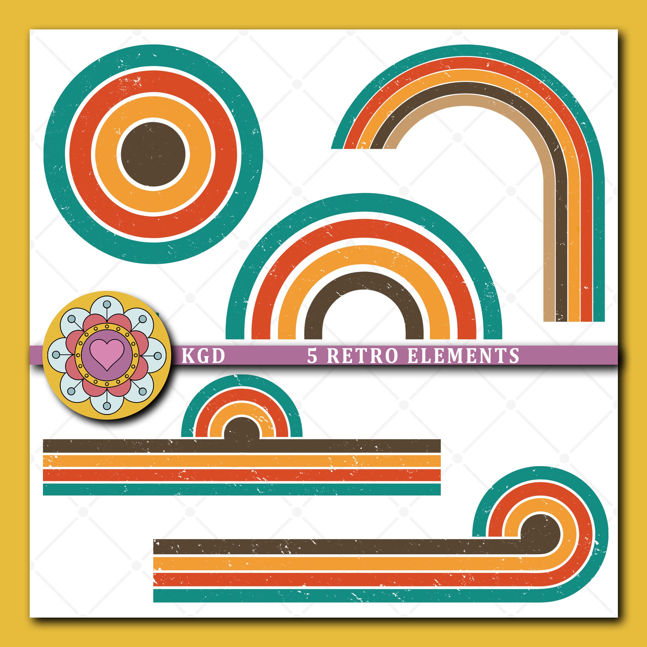 Retro Elements, Retro Graphics, Retro Sublimations, Design Downloads ...