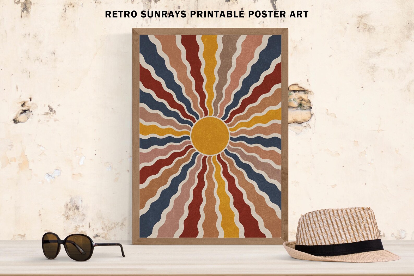 Retro Sunburst Printable Poster Art Digital Prints Art Downloads ...