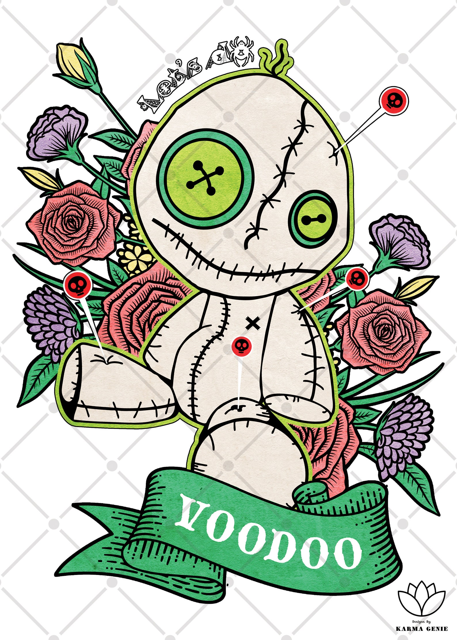 Voodoo Design - Cute Voodoo Design - Halloween Design - Witchcraft ...