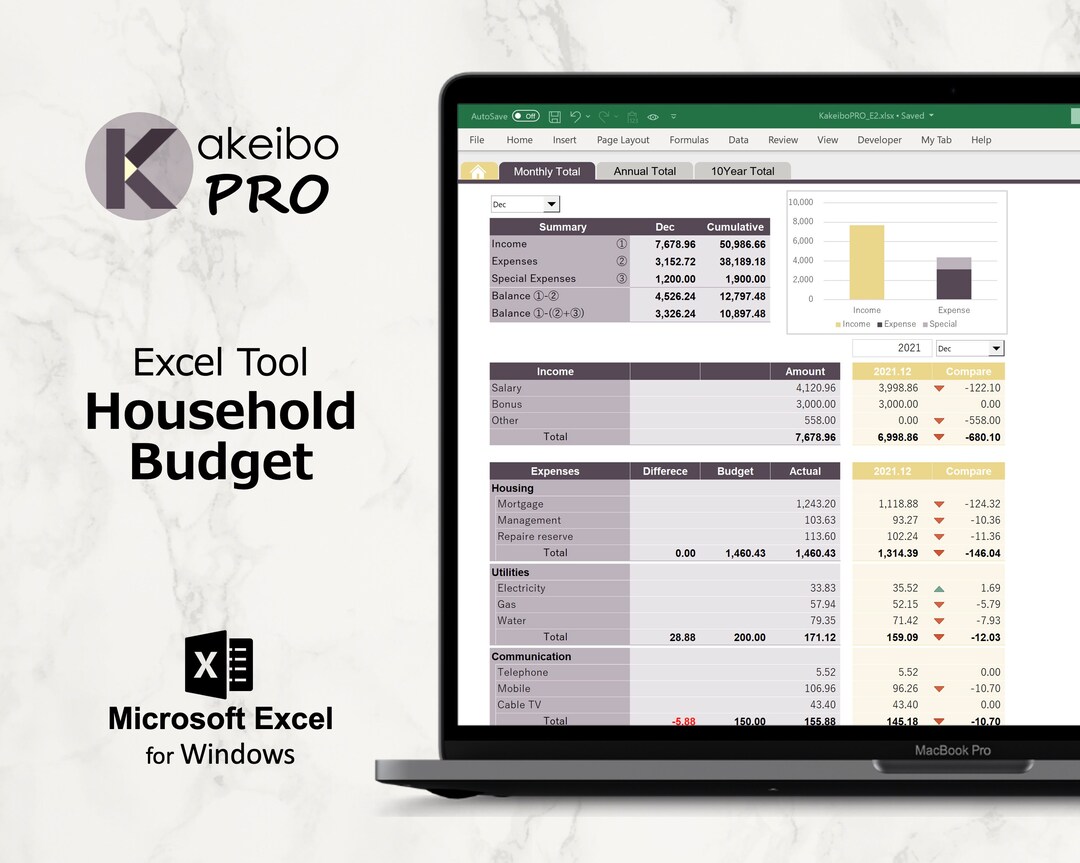 Kakeibo PRO Excel Werkzeug Haushalt Budget, Mörser - Etsy Österreich