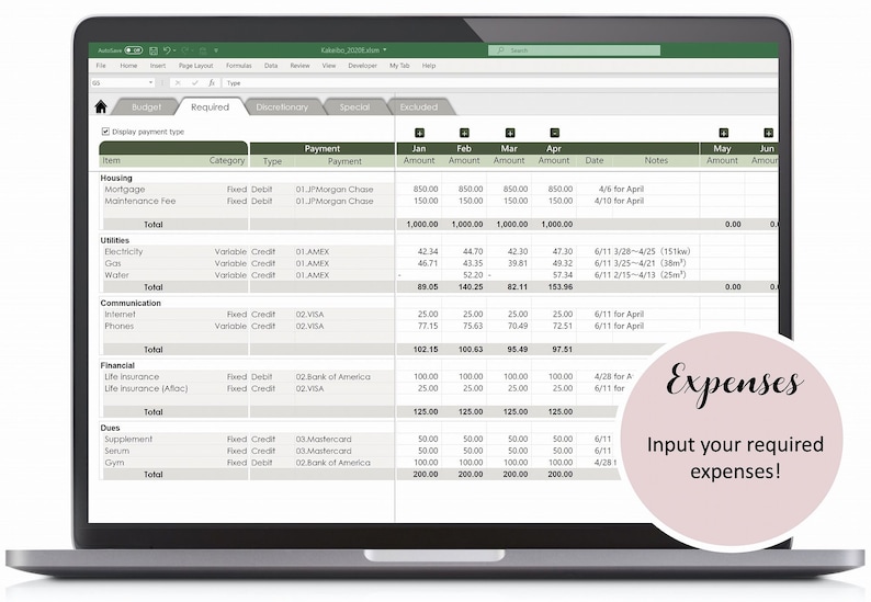 Kakeibo 2020 Excel based household account book English | Etsy
