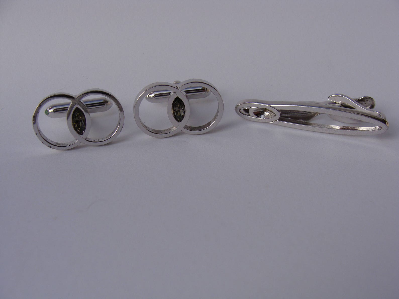 Vintage Swank Silver-tone Double-ring Cufflinks and Tie Clip | Etsy