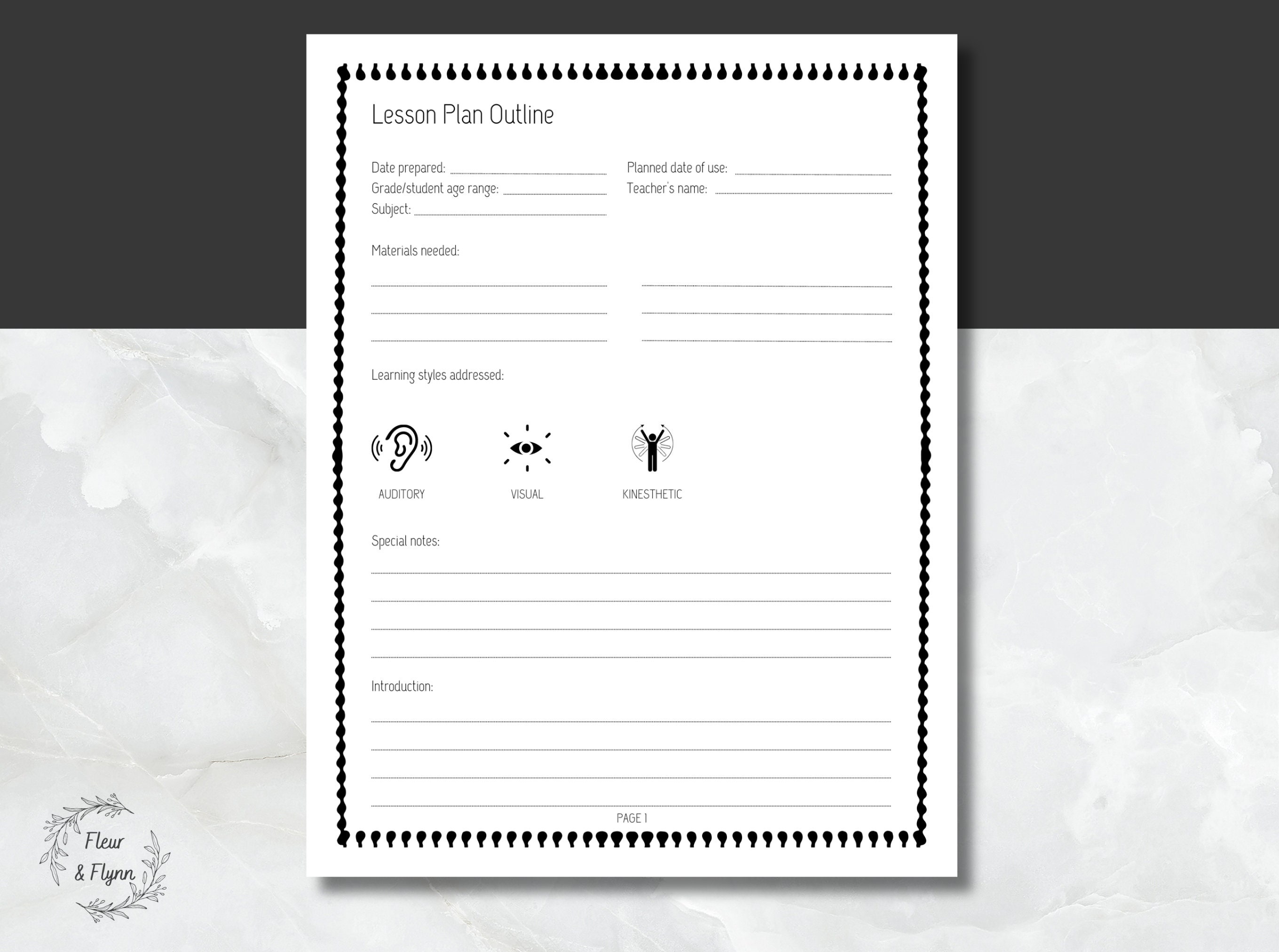 Blank Lesson Plan Printable, Teacher Lesson or Homeschool Lesson ...