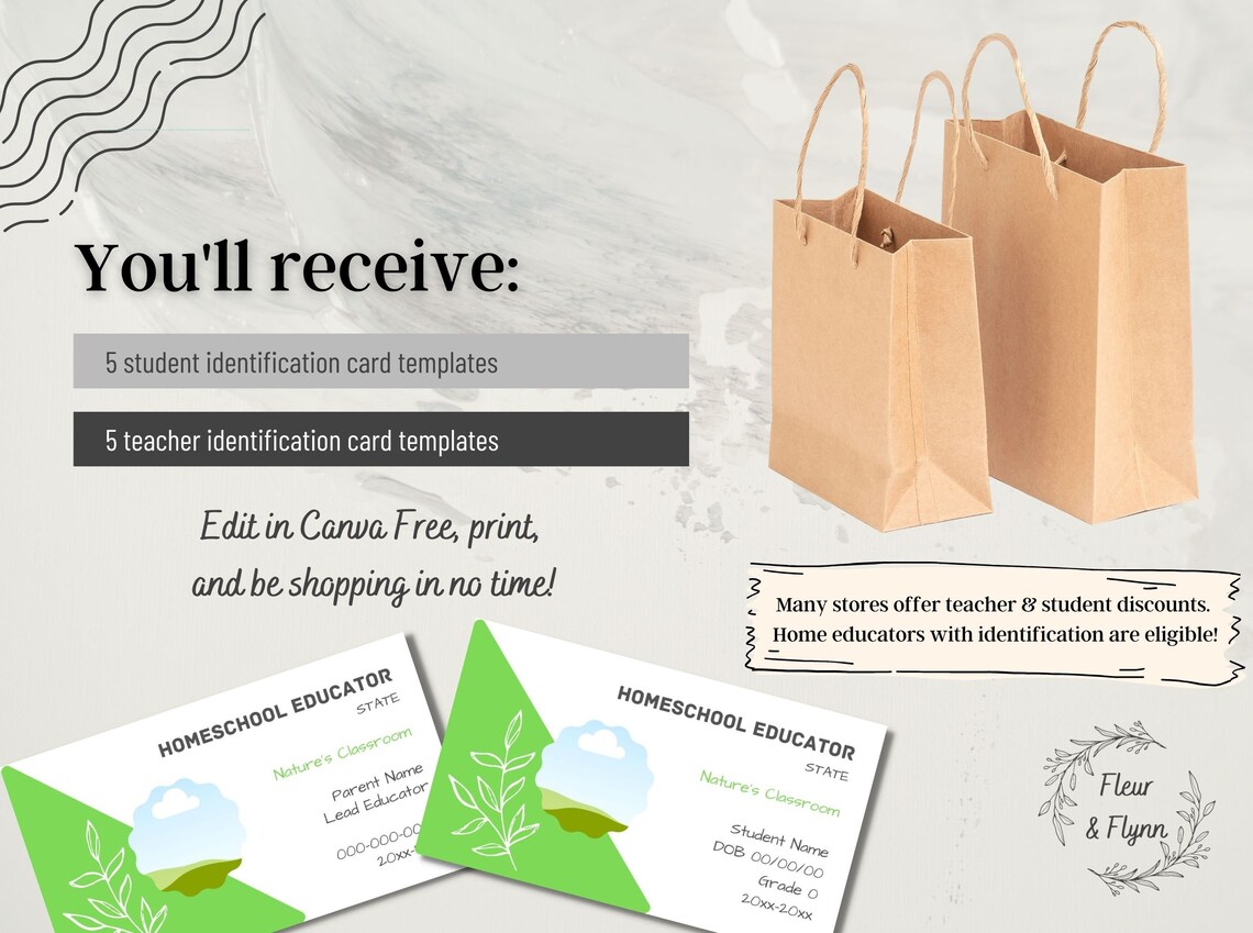 Homeschool ID Cards Printable, Canva Template Homeschool Teacher and ...