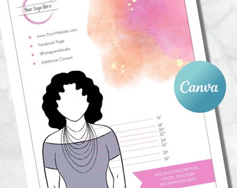 Bracelet Size Chart Template Editable Printable Jewelry - Etsy