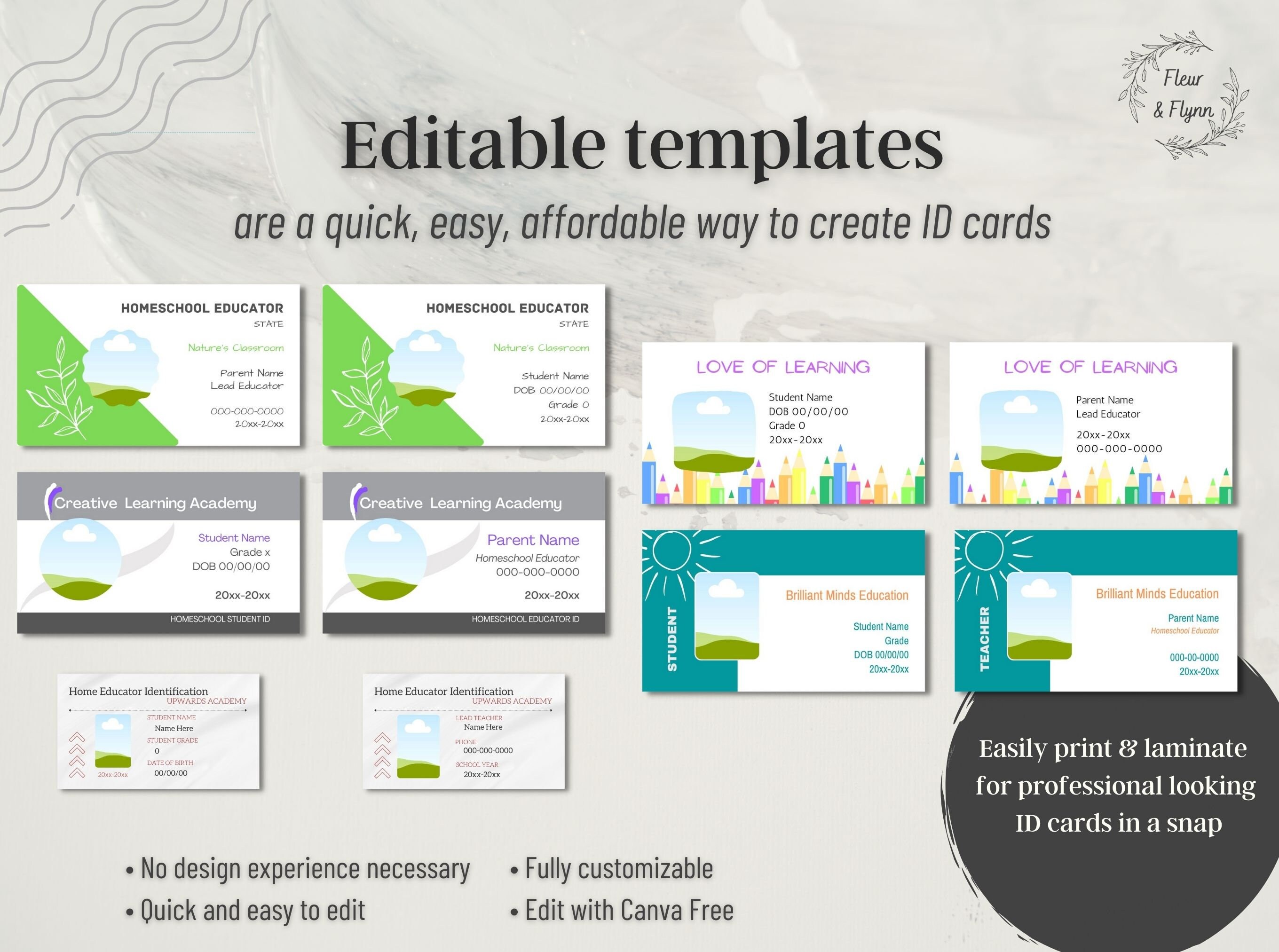 Homeschool ID Cards Printable, Canva Template Homeschool Teacher and ...