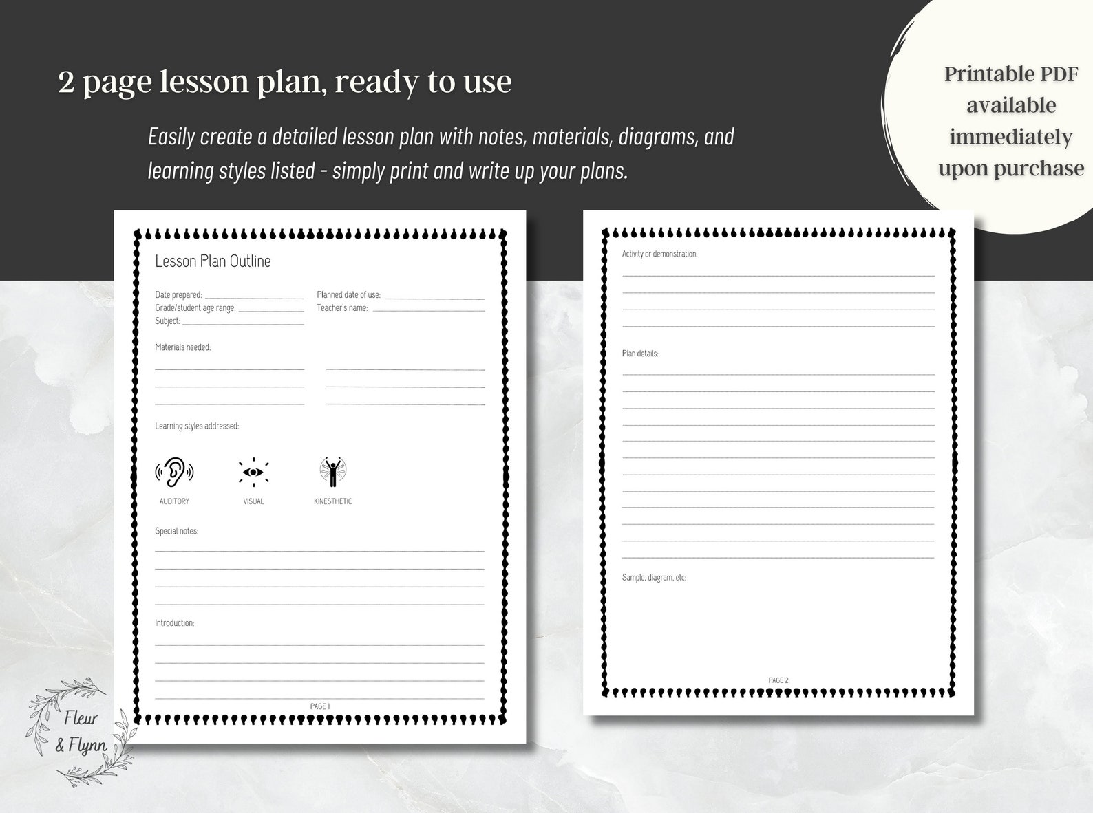 Blank Lesson Plan Printable, Teacher Lesson or Homeschool Lesson ...