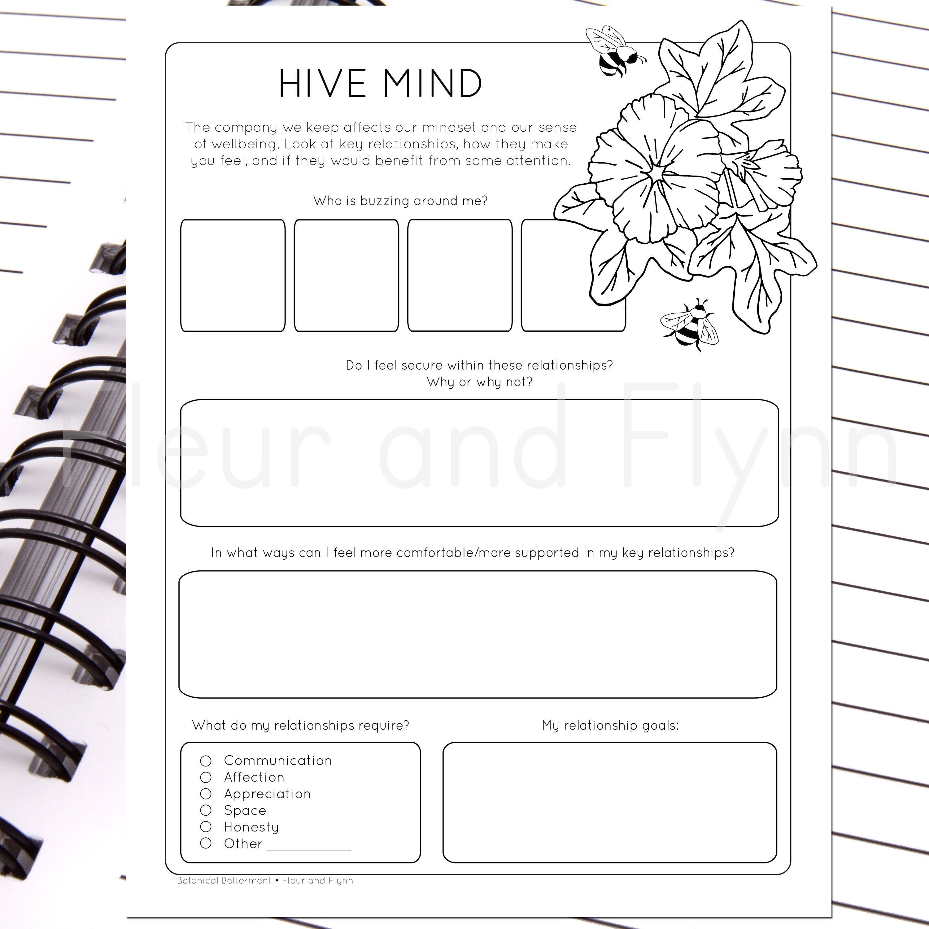 Self Care Printable Worksheet for Relationships, Self Help Journal ...