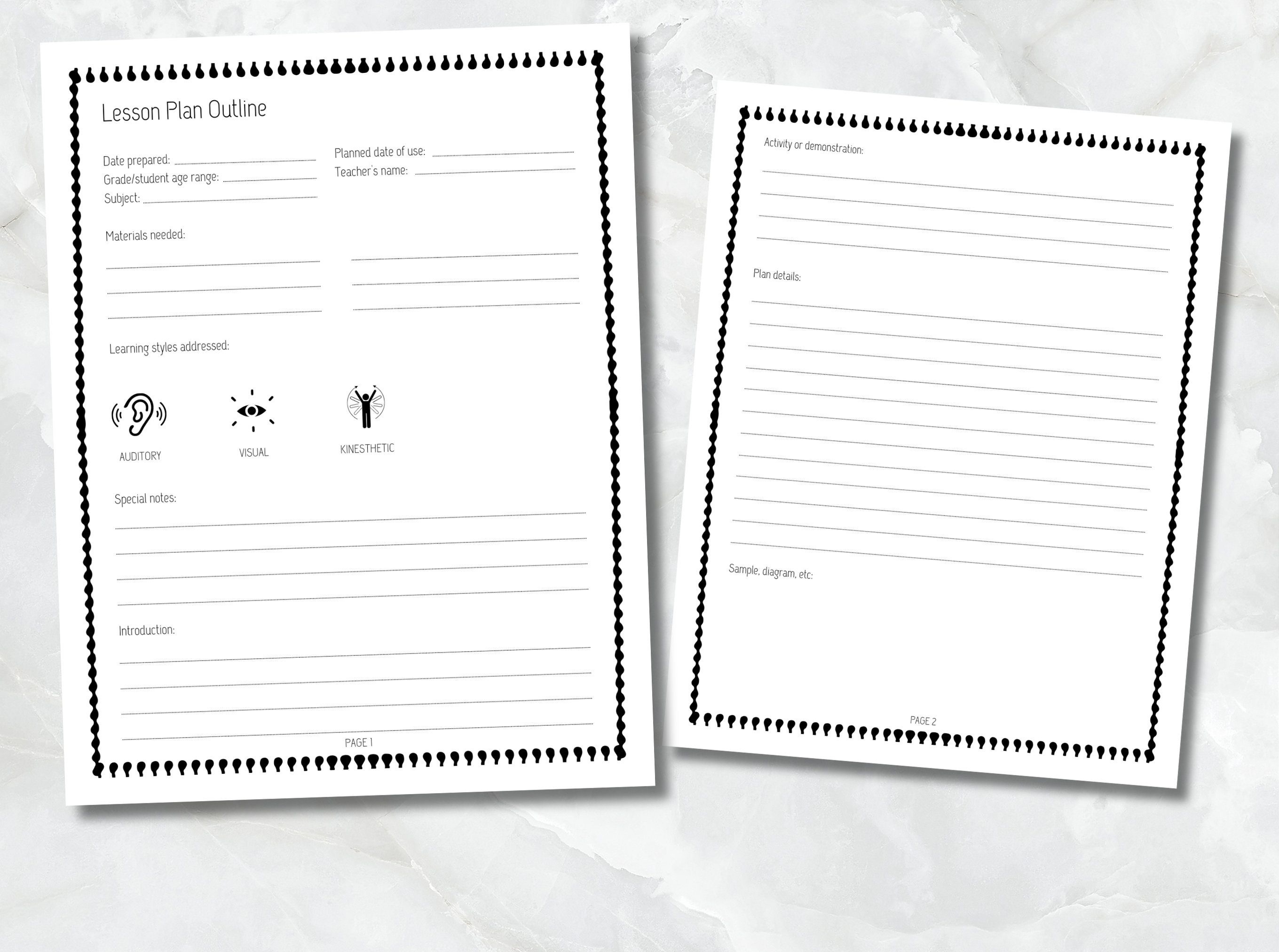 Blank Lesson Plan Printable, Teacher Lesson or Homeschool Lesson ...
