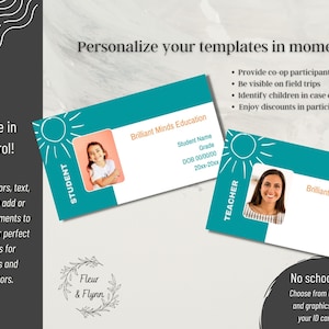 Homeschool ID Cards Printable, Canva Template Homeschool Teacher and ...