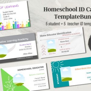 Homeschool ID Cards Printable, Canva Template Homeschool Teacher and ...