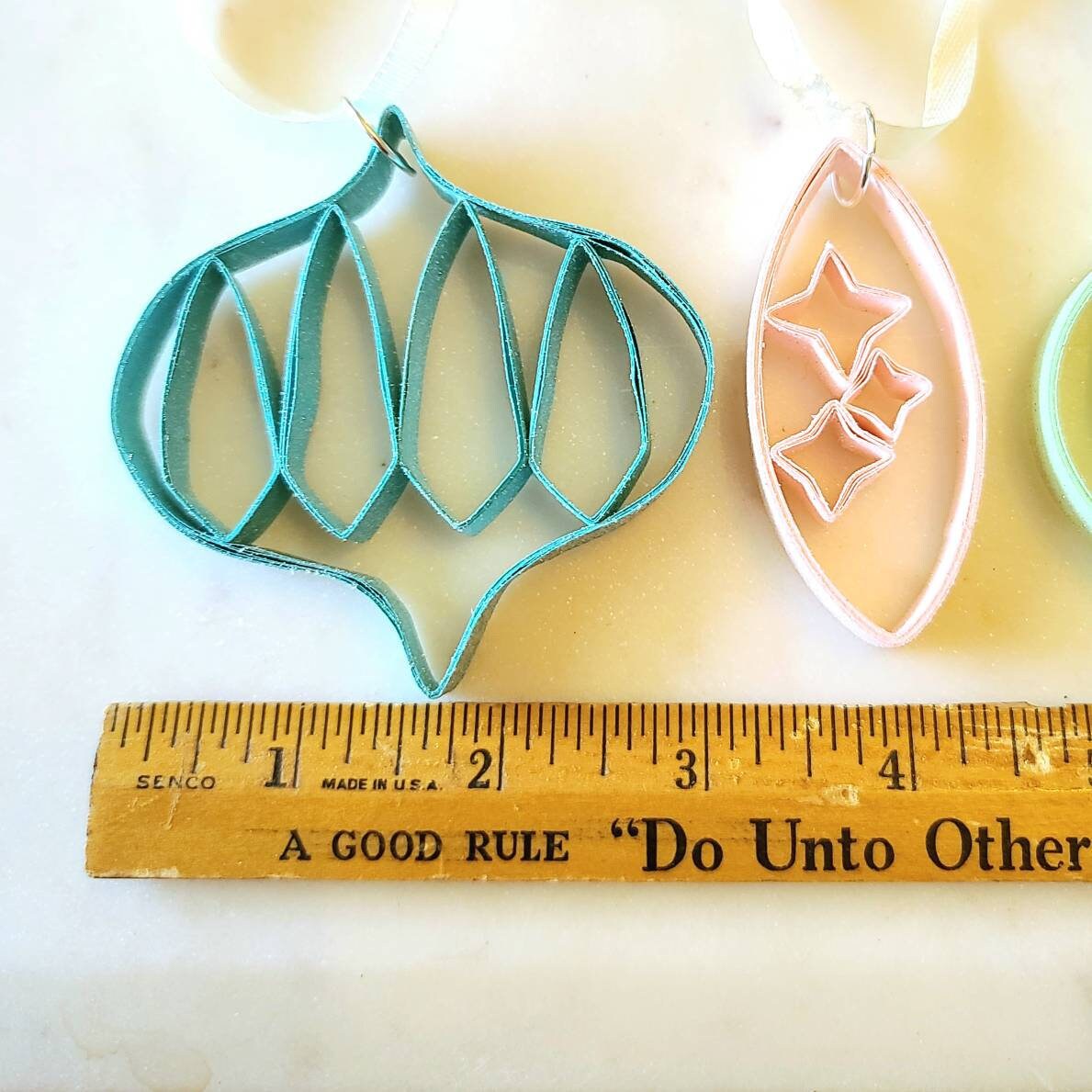 Midcentury Modern Christmas Ornament, Quilled Paper Pink Teal Turquoise ...