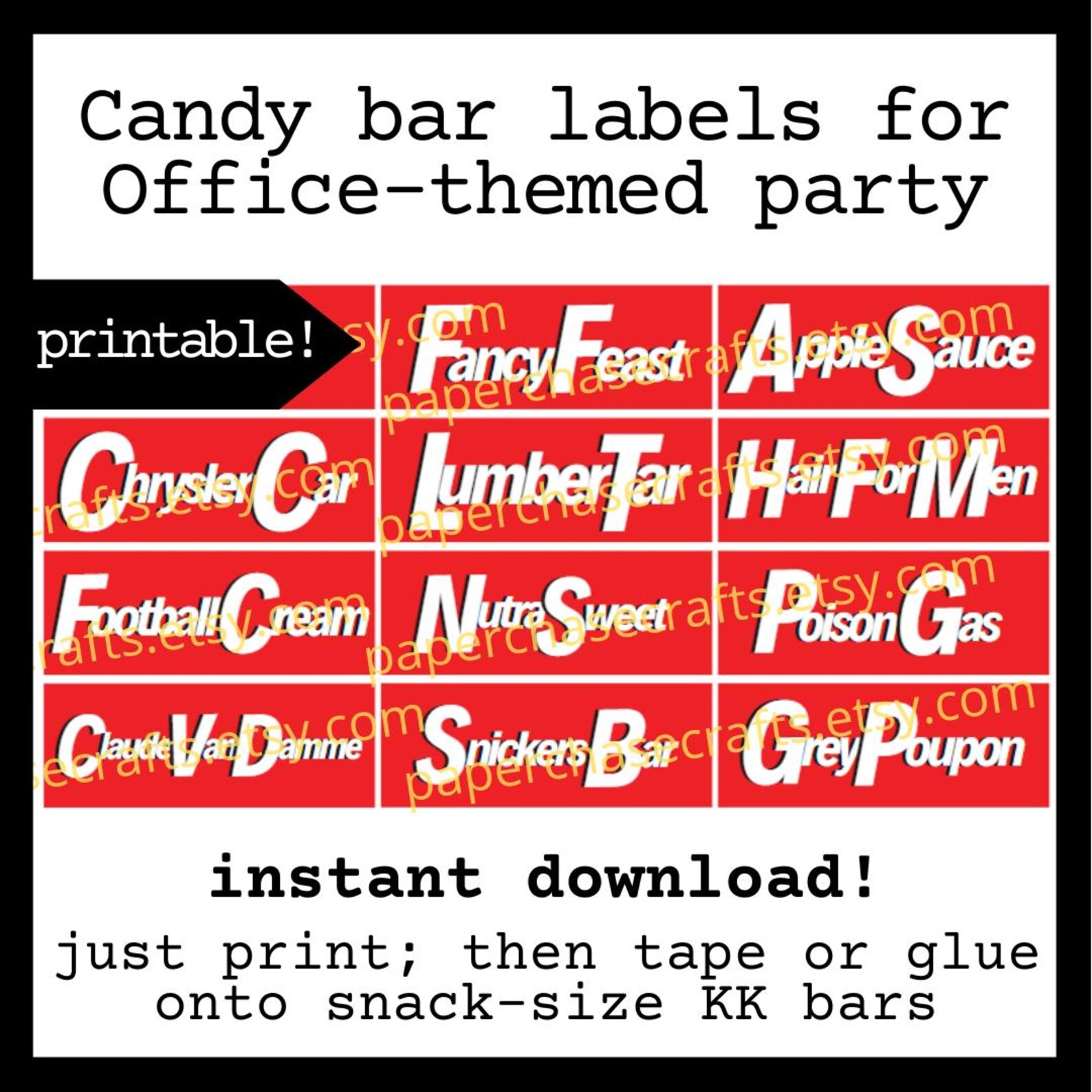 The Office Candy Bar Labels, Party Decoration, Andy Bernard Chocolate ...