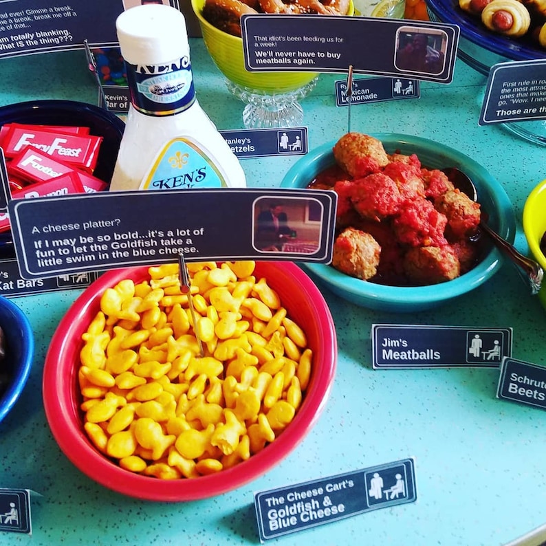 The Office Party Food Labels | Office Party Table Tents Food | Office ...