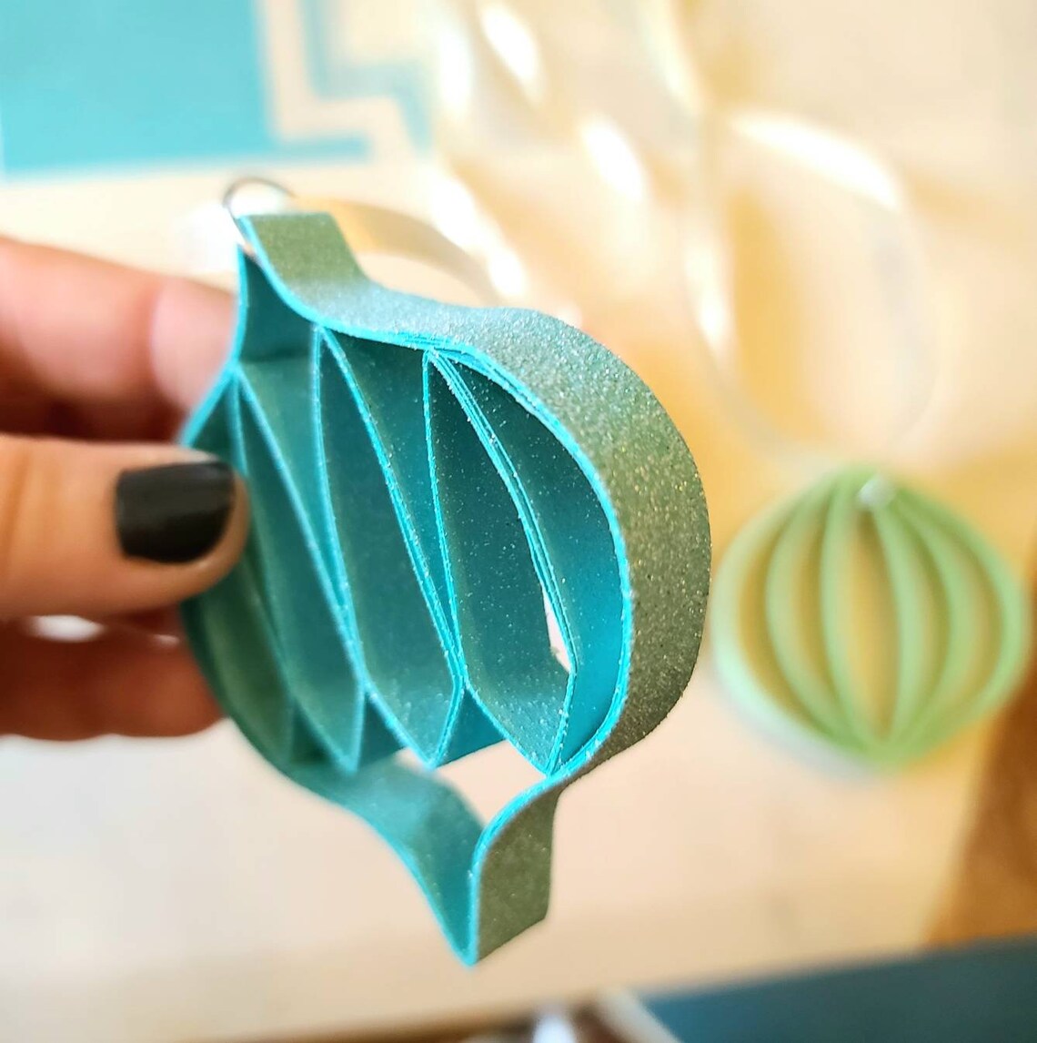 Midcentury Modern Christmas Ornament, Quilled Paper Pink Teal Turquoise ...