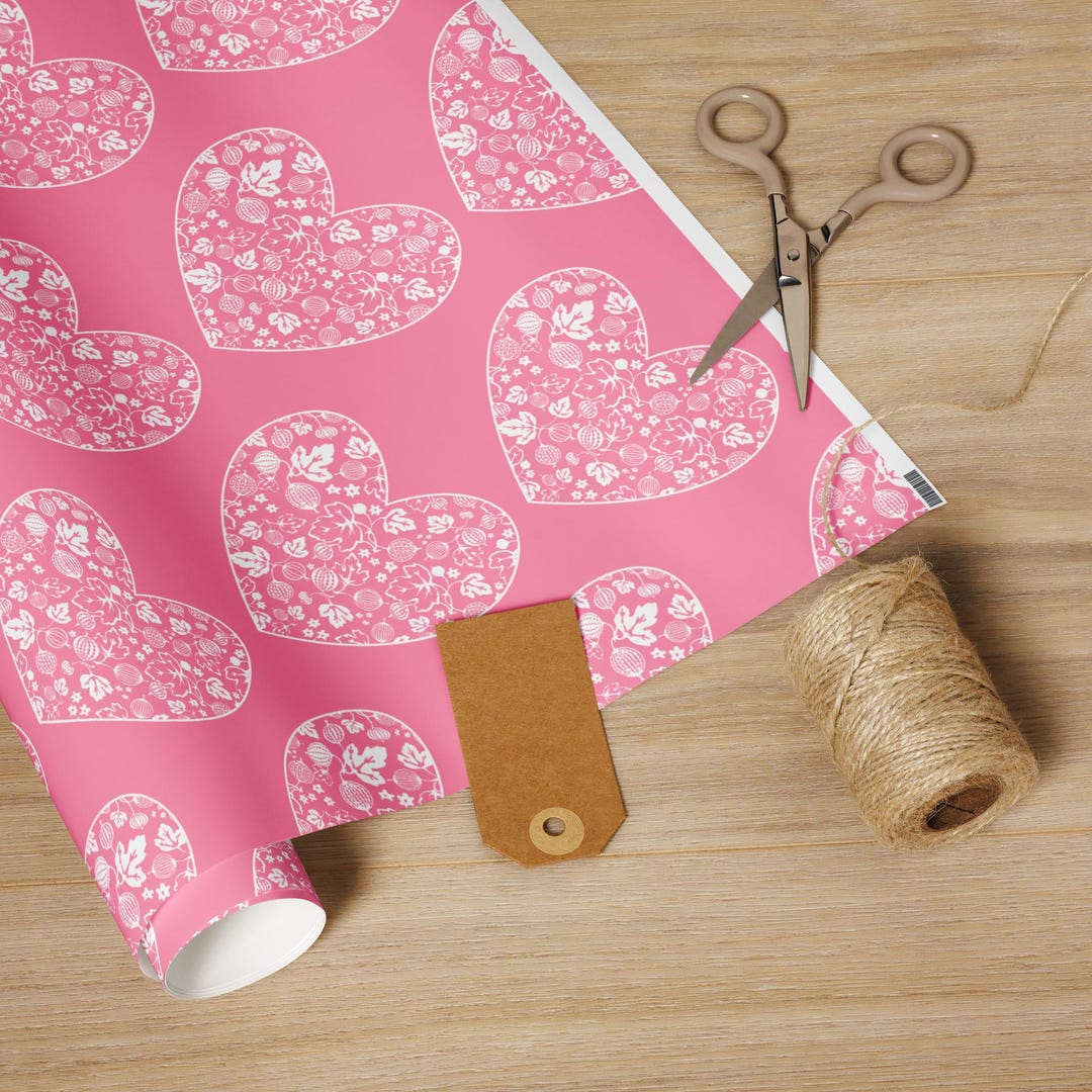 Pyrex Pink Gooseberry Wrapping Paper Christmas Gift Wrap Pink White ...