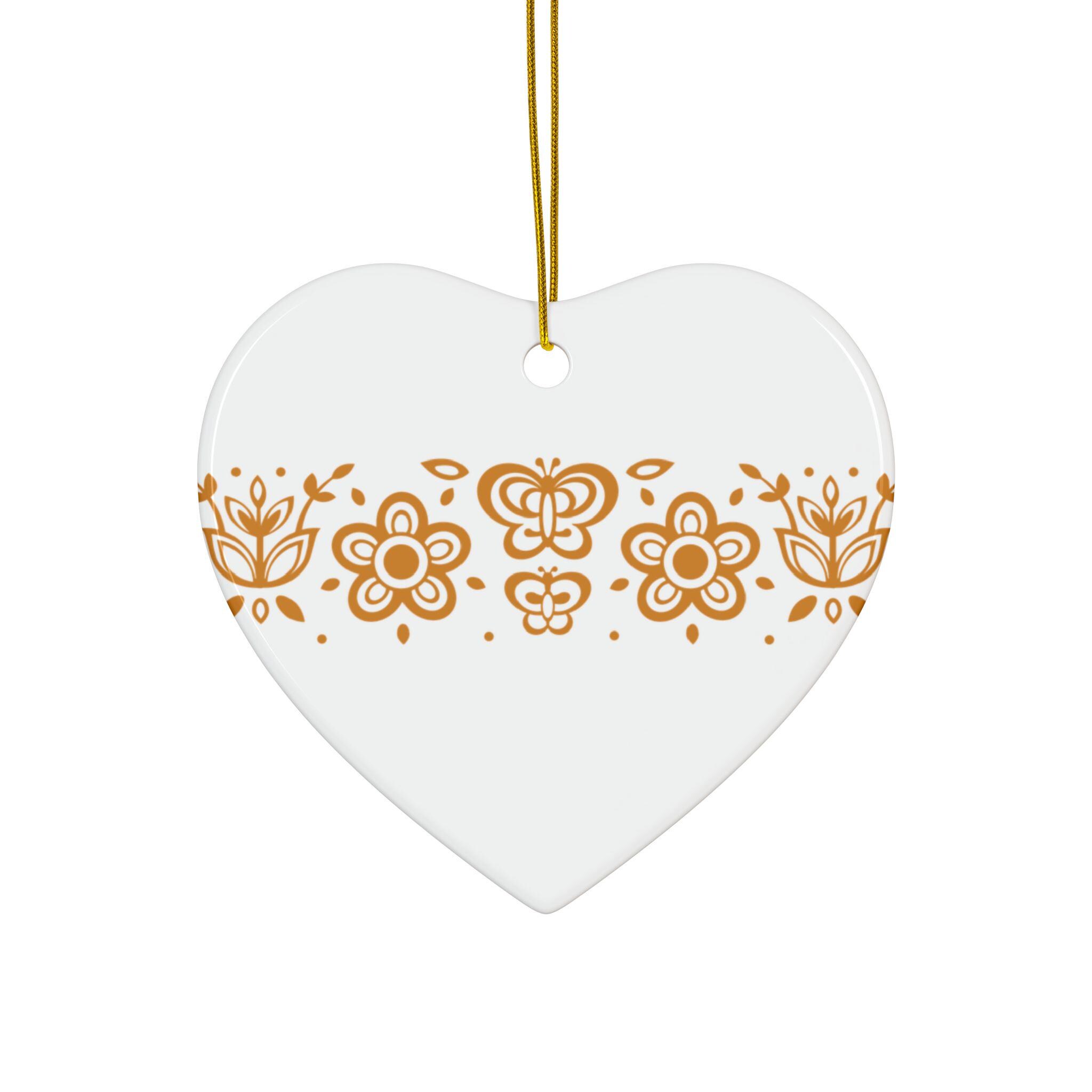 Corningware Corelle Butterfly Gold Christmas Ornament, Ceramic Heart ...