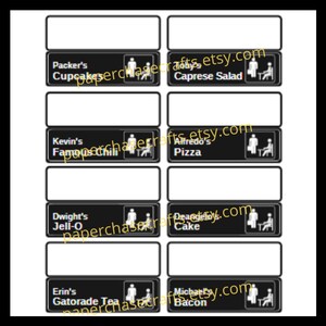 The Office Party Food Labels | Office Party Table Tents Food | Office ...