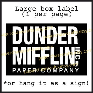 Dunder Mifflin Paper Box Labels | Office Party | Dunder Mifflin Signs ...
