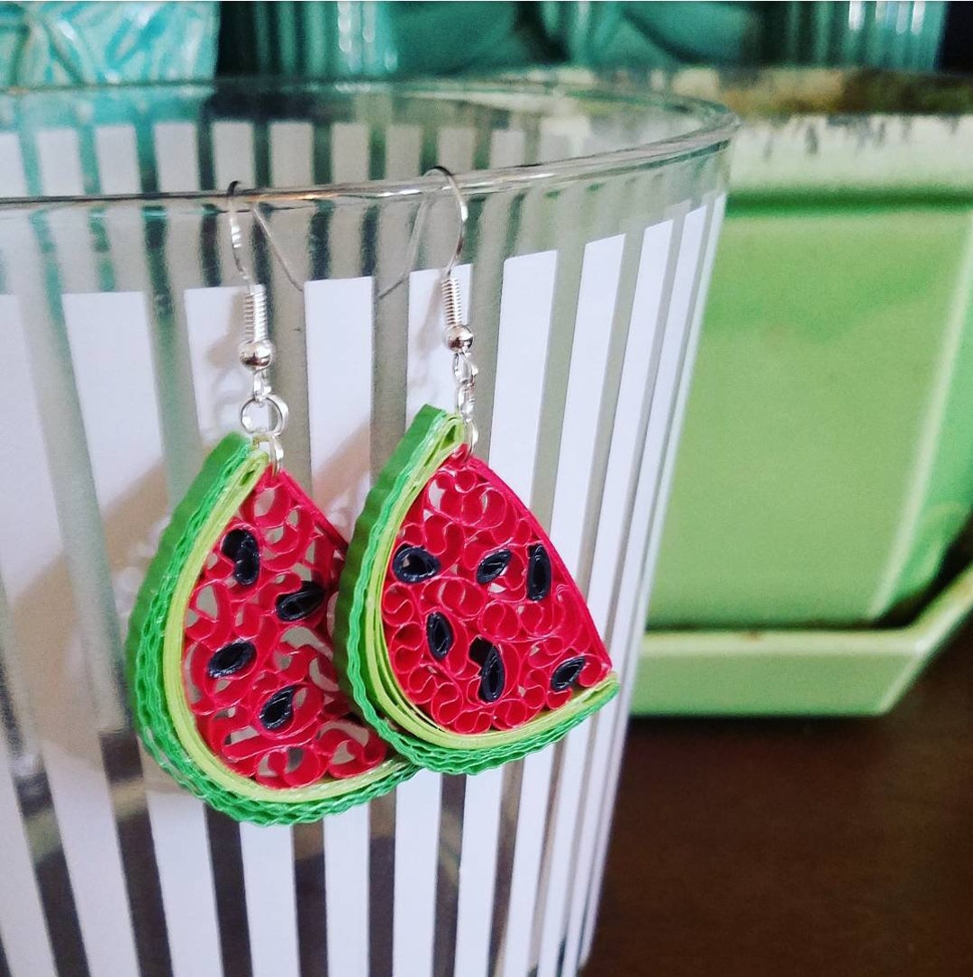 Watermelon Earrings, Quilled Paper, Summer Gifts, Quilling Art, Fruit ...