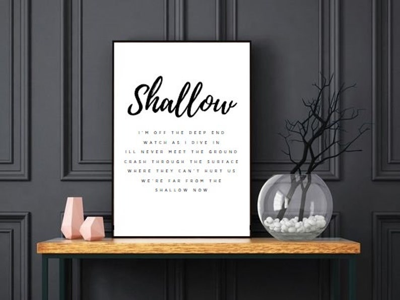 Shallow Lady Gaga Song Lyrics Printable Wall Art | Etsy