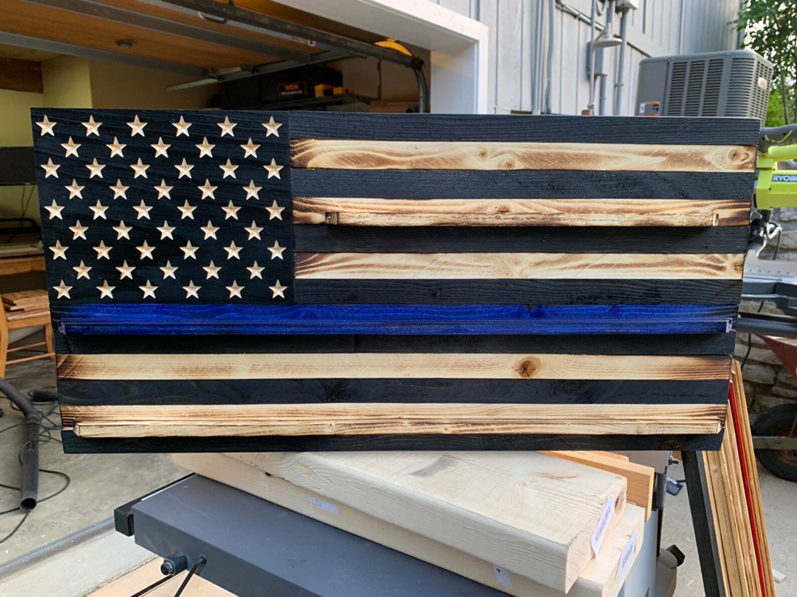 Rustic Thin Blue Line Flag | Etsy