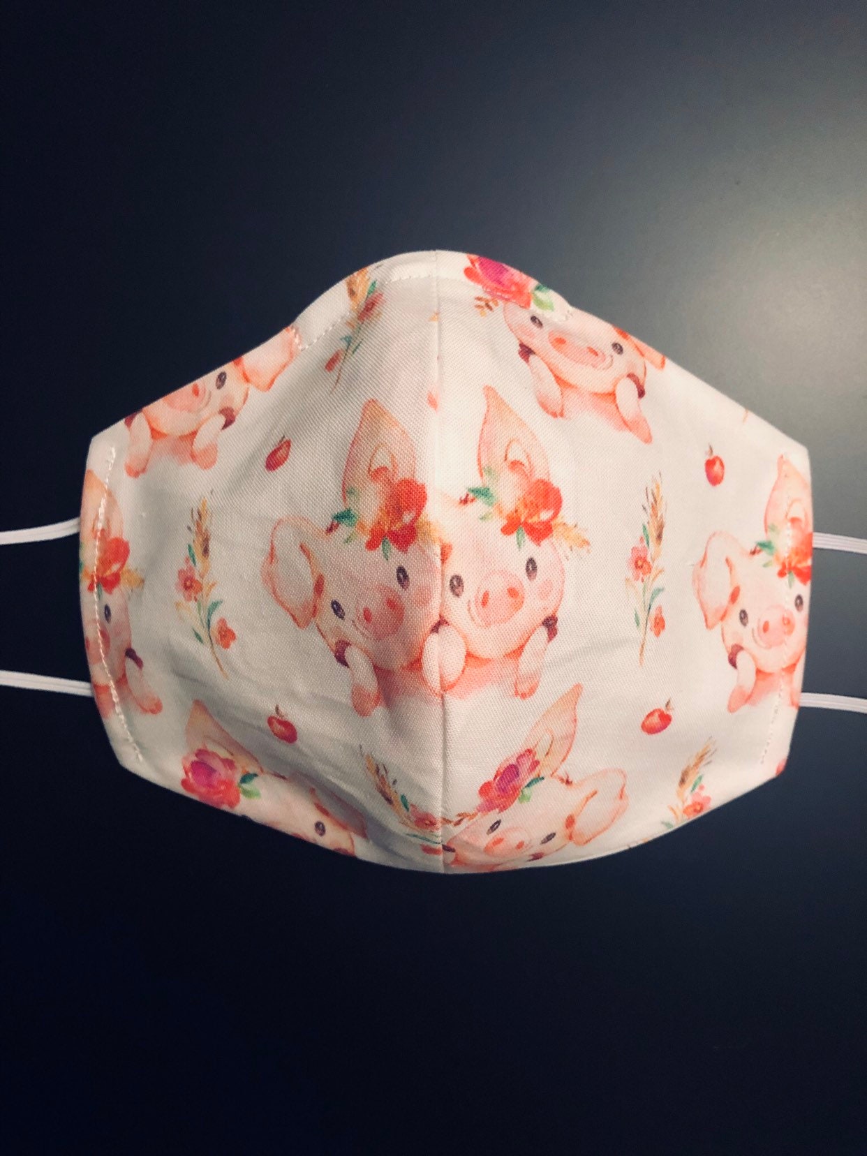 PINK PIGLETS Face Mask 100% Cotton Handmade Double Layered W/ - Etsy