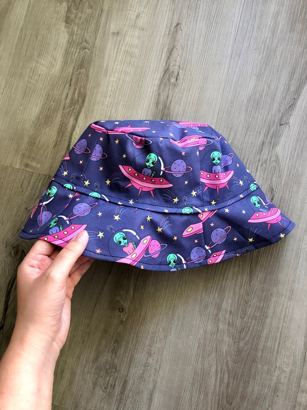 Aliens in Space Bucket Hat Double Layered 100% Handmade W/ Premium ...