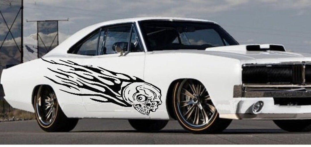 Skull Flames Large Auto Accent Decal | Skull Flames Car Decal | Vinyl ...