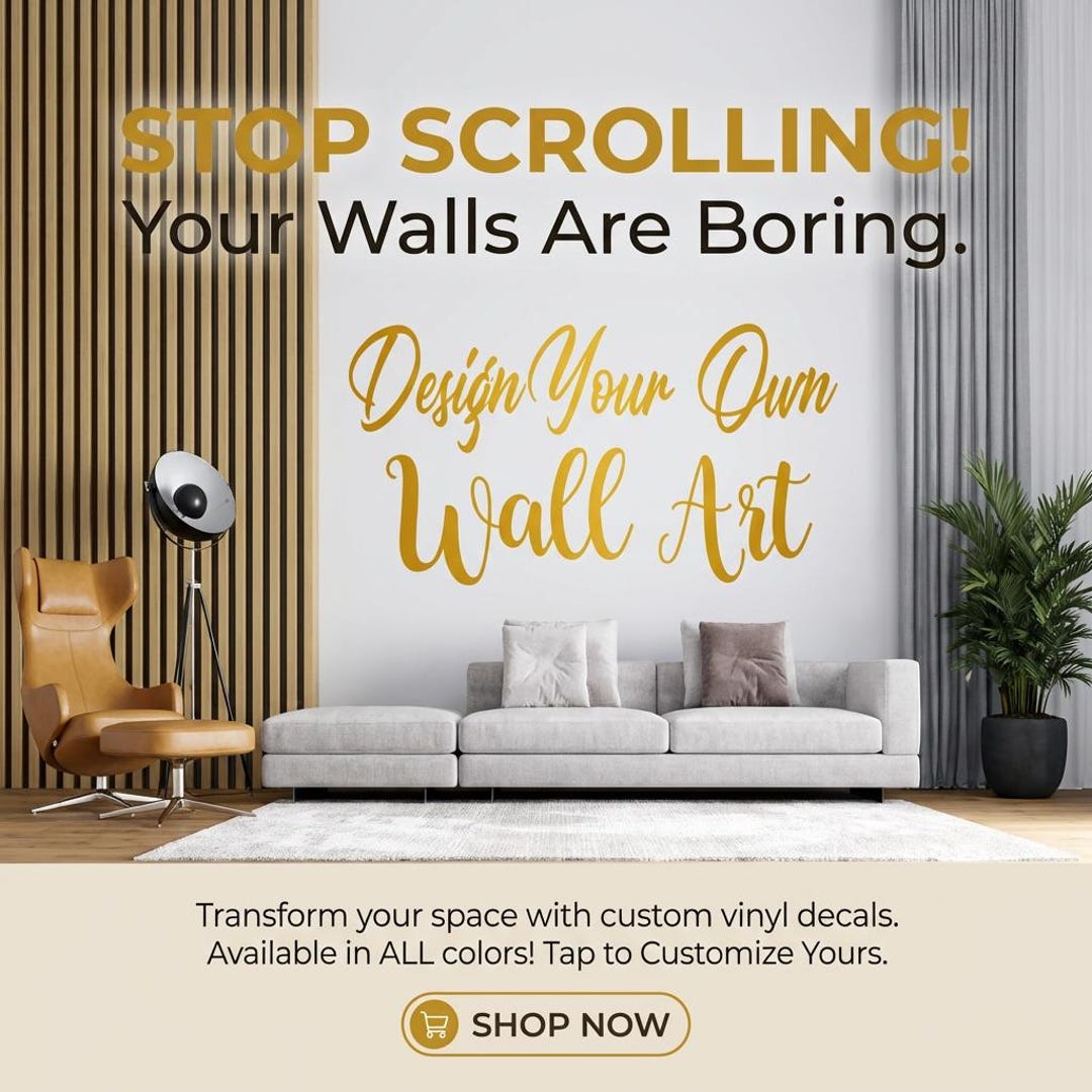 Custom Vinyl Wall Decal, Design Your Own Art, Removable Wall Sticker - Etsy