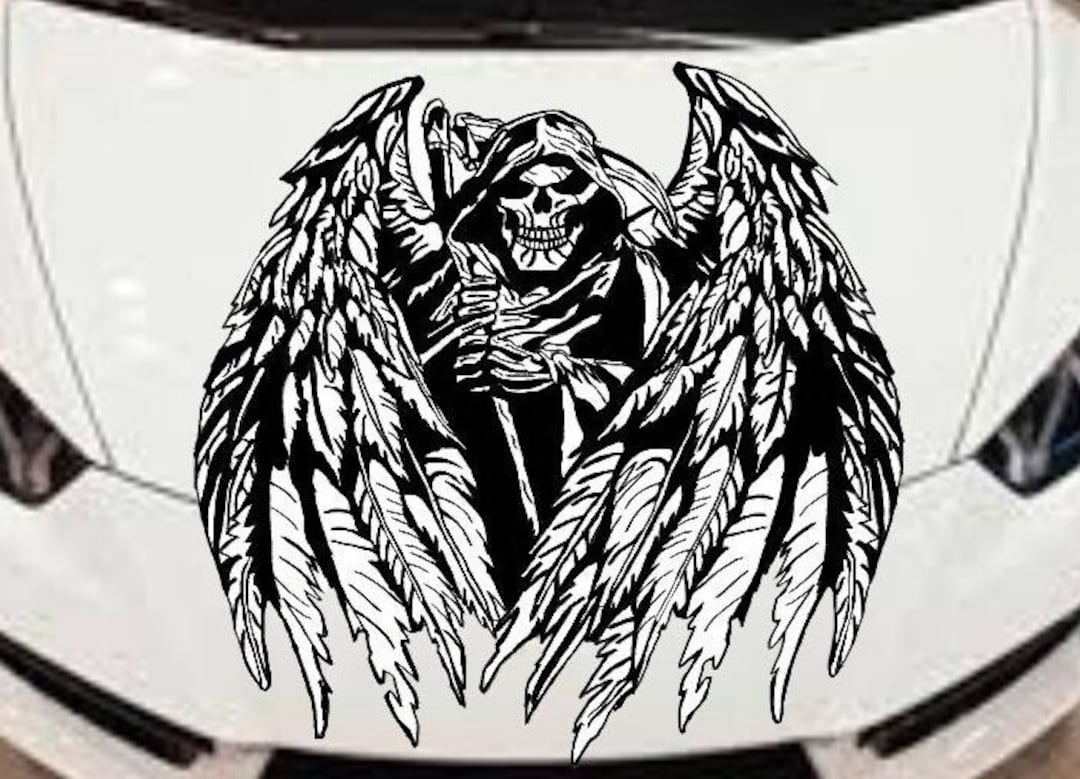 Skull Decal, Skull Sticker, Grim Reaper Hood Graphic - Etsy