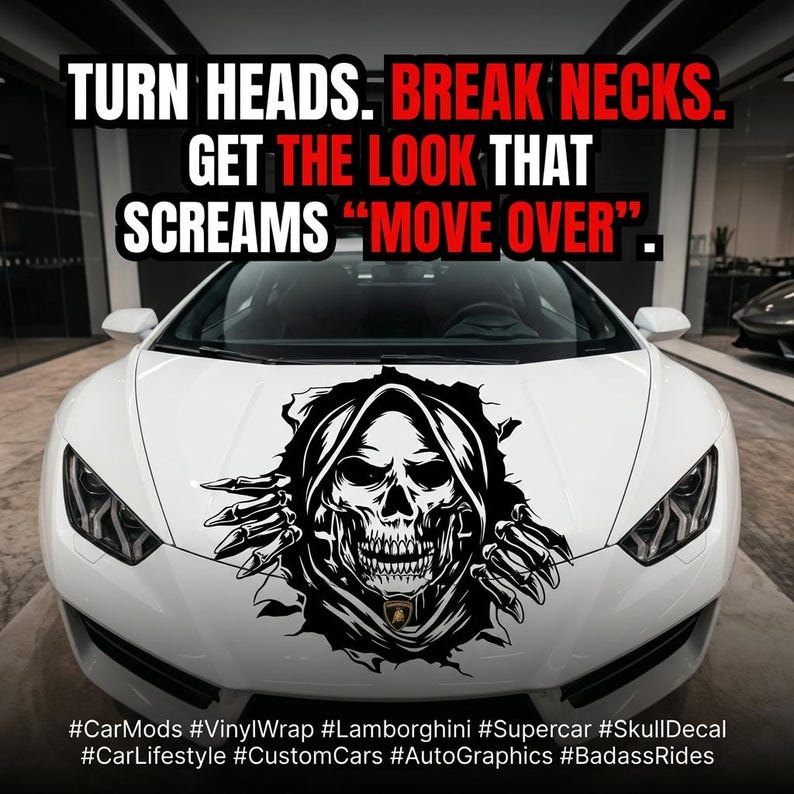 Skull Decal, Skull Sticker, Grim Reaper Hood Graphic, Turn Every Drive ...