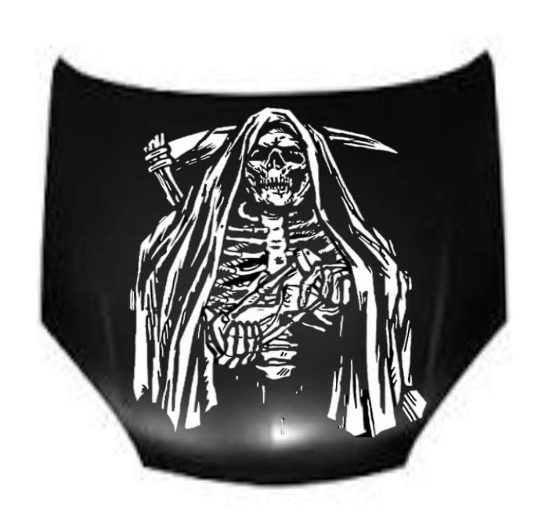 Grim Reaper Decal, Skull Decal, Skull Sticker, Grim Reaper Hood Graphic ...