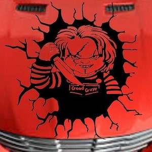 Chucky Decal, Chucky Sticker, Horror Sticker, Chucky Hood Graphic ...