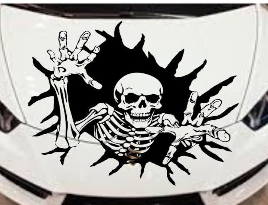 Skeleton Decal, Skull Sticker, Skelenon Breaking Thru Wall, Grim Reaper ...
