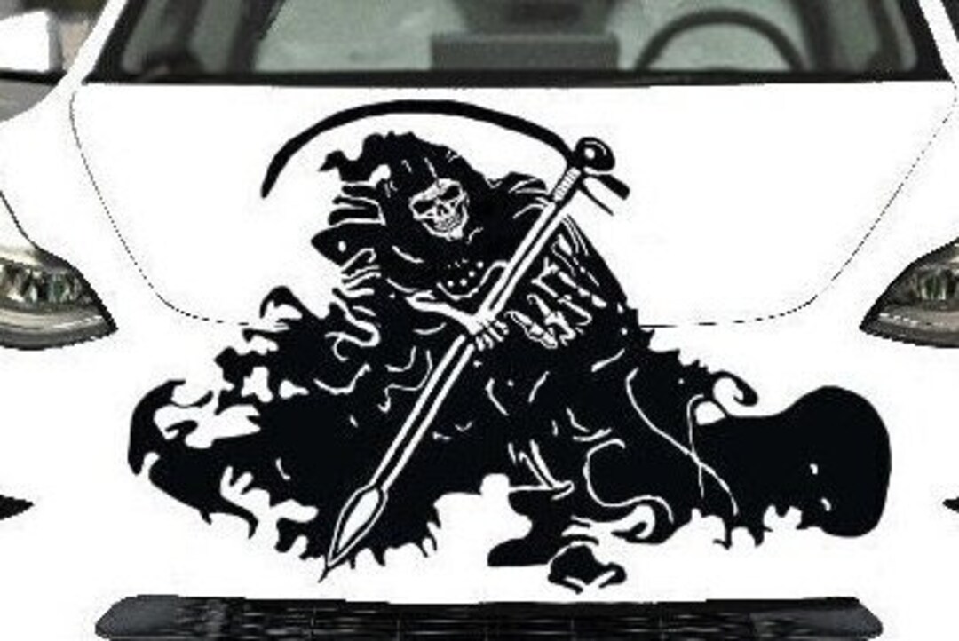 Skull Decal, Skull Sticker, Grim Reaper Hood Graphic, Grim Reaper Hood ...