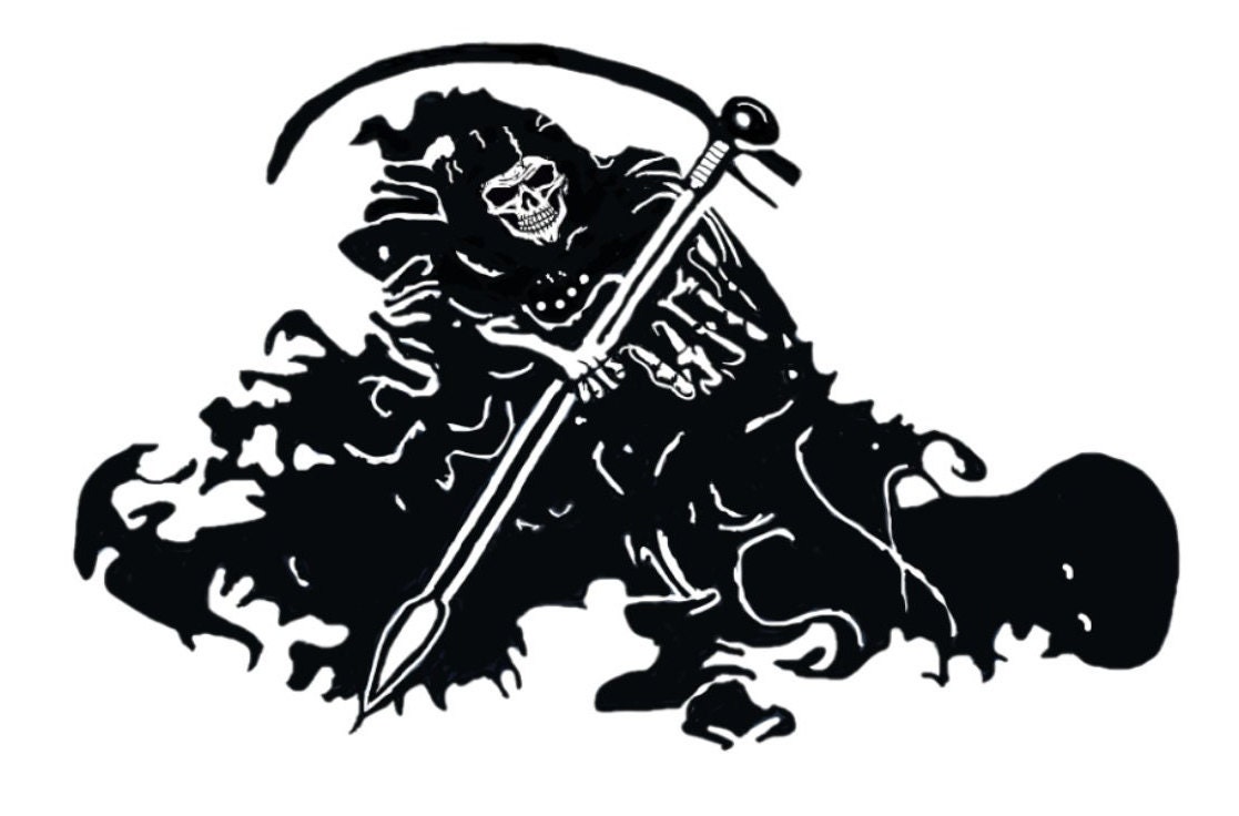 Skull Decal, Skull Sticker, Grim Reaper Hood Graphic, Grim Reaper Hood ...