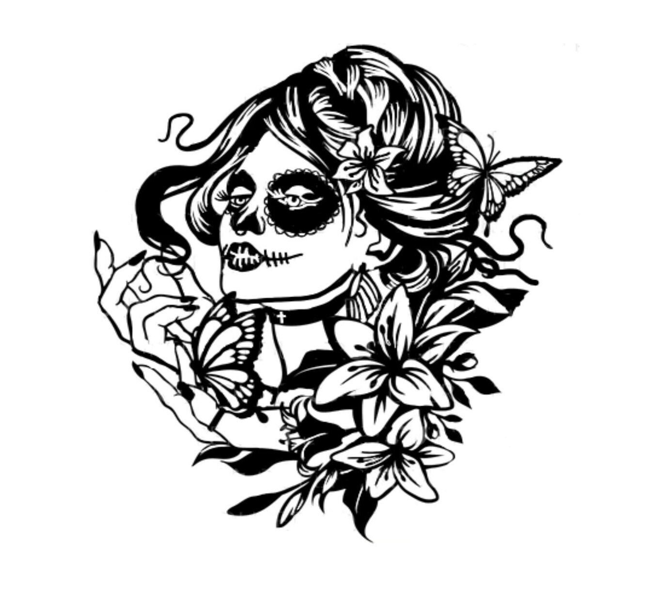 Skull Girl Decal Skull Girl Sticker Sugar Skull Female - Etsy
