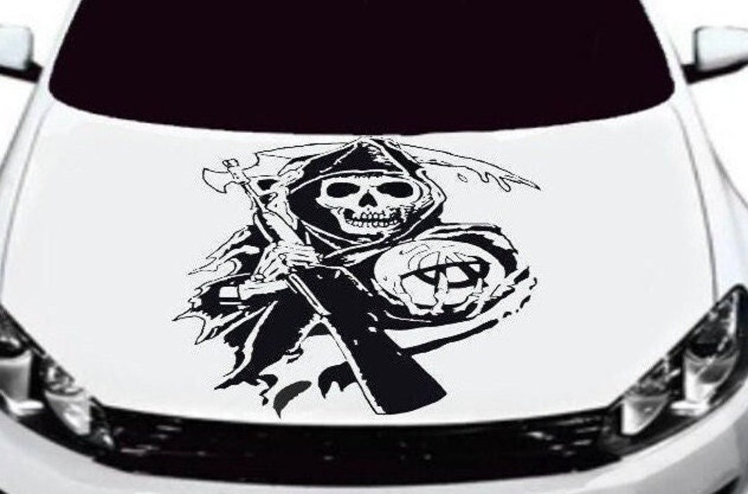 Grim Reaper Decal, Skull Decal, Skull Sticker Grim Reaper Hood Graphic ...