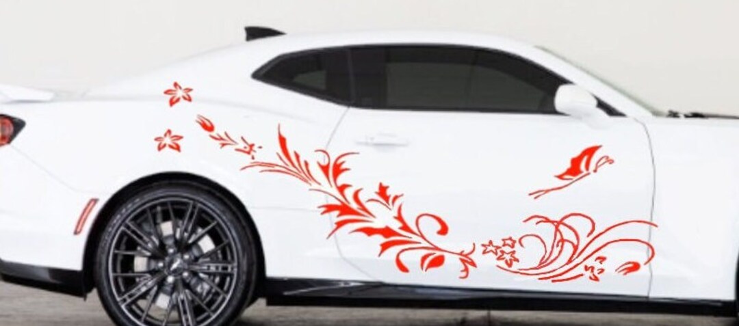 Butterfly Swirl Flowers Auto Graphic, Auto Decal Flowery, Beautiful Car ...